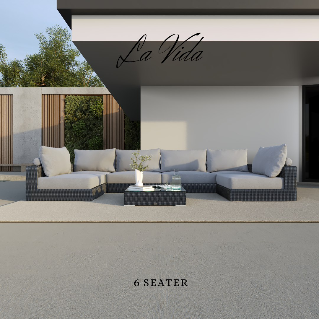 LA VIDA Sectional Wicker Lounge Set. Includes 6 Modules, 6 Mattresses, – Terico