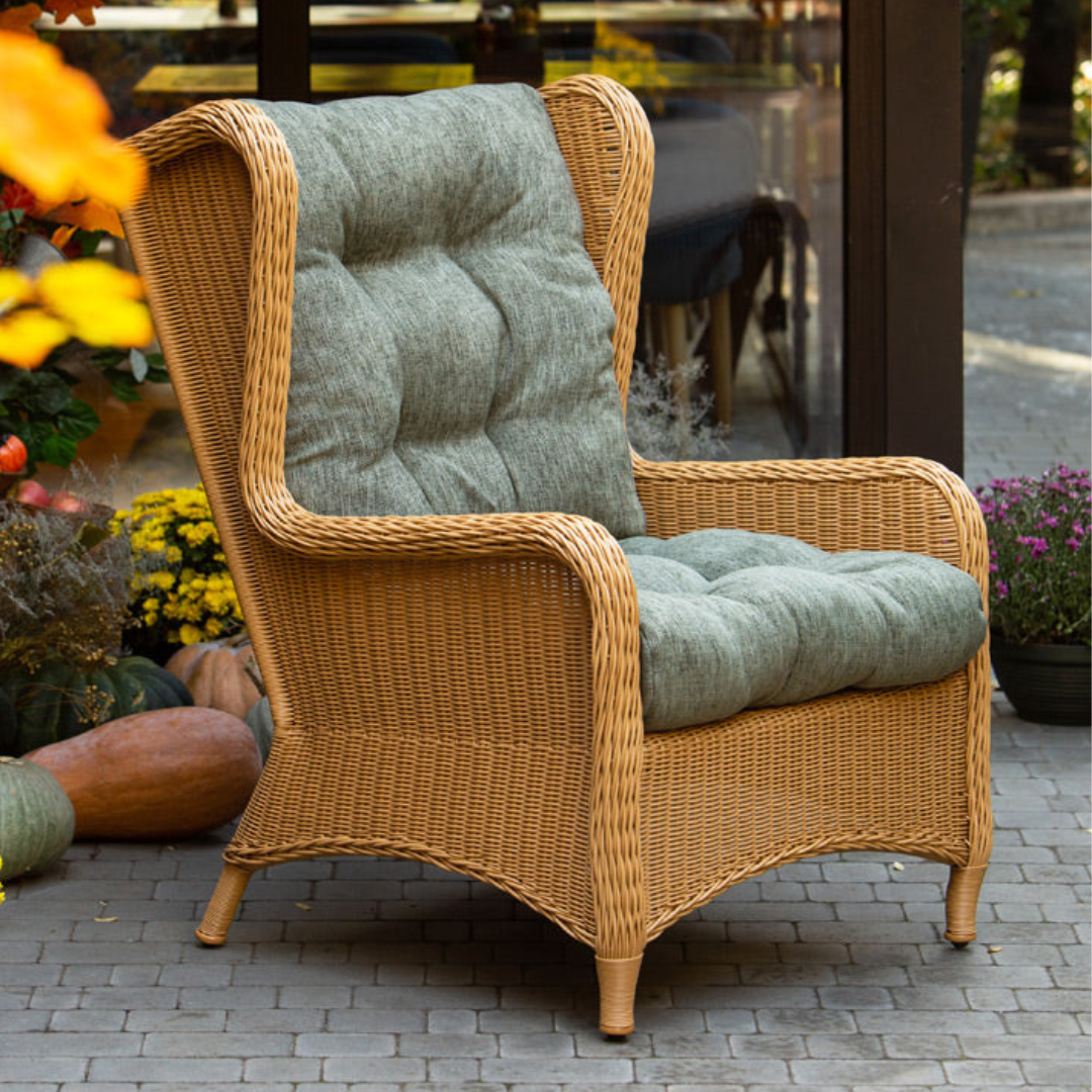 "LONDON" Beige Wicker Outdoor Armchair – Terico